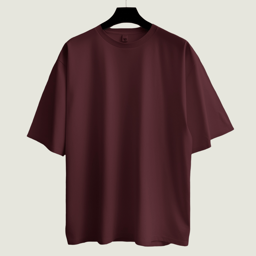 FRAGMENT Oversized Solid Maroon Terry Cotton Tee – Lost Season